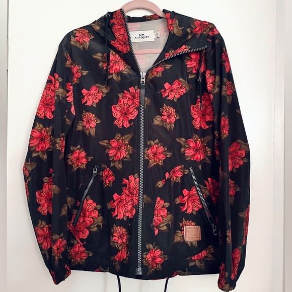 Coach | Jackets & Coats | Coach Red Floral Windbreaker Jacket | Poshmark